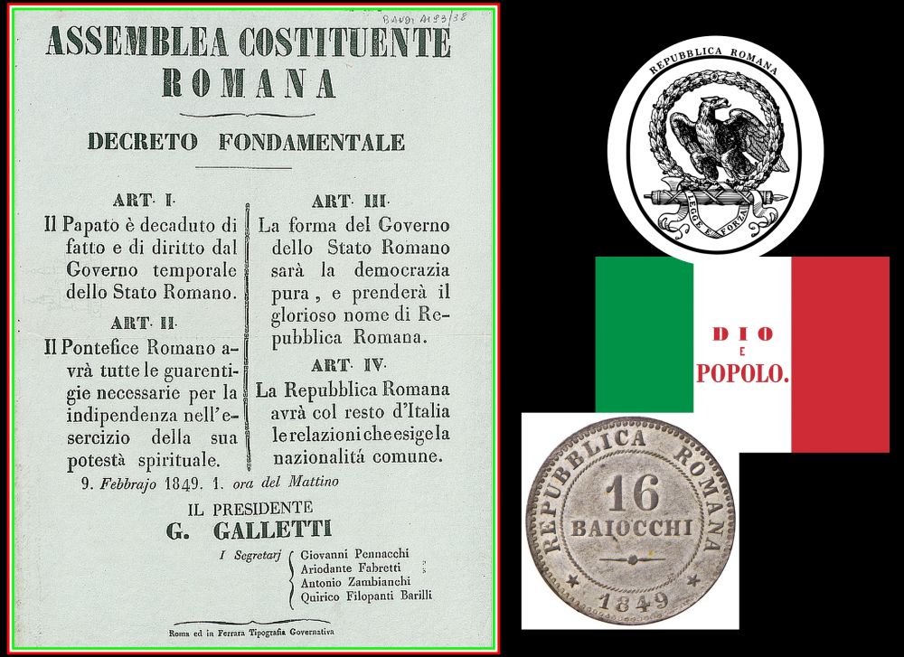 9 febbraio 1849, a Roma viene proclamata la Repubblica.
